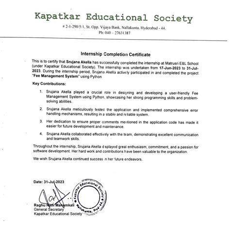 Srujana Akella On Linkedin Grateful To Have Completed My Internship