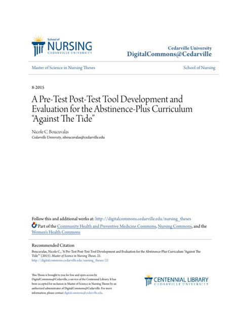 A Pre Test Post Test Tool Development And Evaluation For The Abst Pdf Principal Component