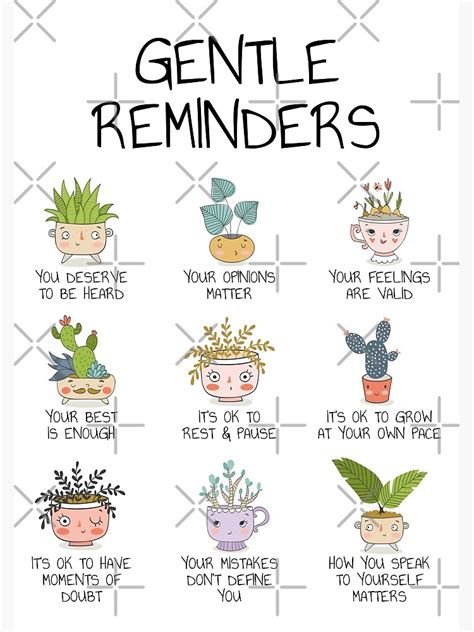 Gentle Reminders Positive Affirmations Mental Health Wellbeing Art