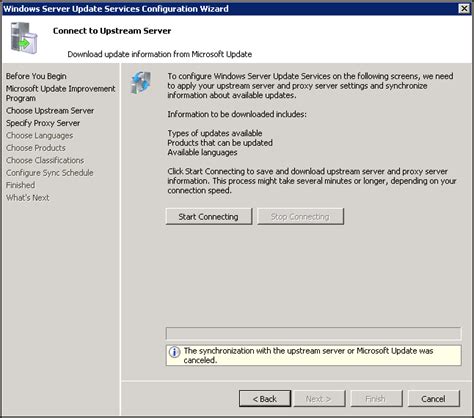 The Synchronization With The Upstream Server Or Microsoft Update Was Cancelled Wsus Error