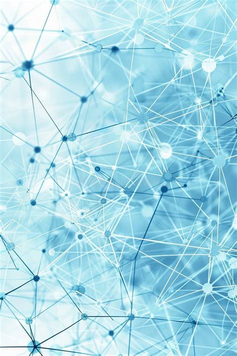 Interconnected Dots On Vibrant Blue Background Abstract Representation Of Communication Stock