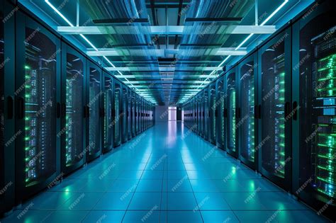 Premium Photo Rows Of Server Racks In A Data Center Hallway