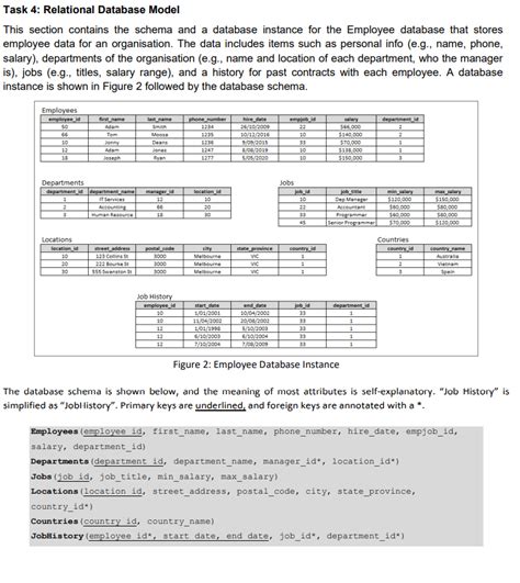 Solved Task 4 Relational Database Model This Section Chegg Com