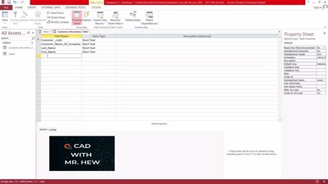 How To Create Table In Microsoft Access Youtube