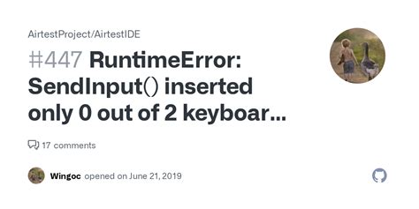 Runtimeerror Sendinput Inserted Only 0 Out Of 2 Keyboard Events