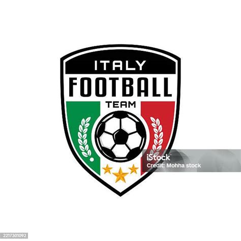 방패 모양 축구 상징 배지 이탈리아 국기 색상과 축구 공 그림 스포츠 팀 기호 벡터 템플릿 Championship에 대한 스톡 벡터 아트 및 기타 이미지 Istock