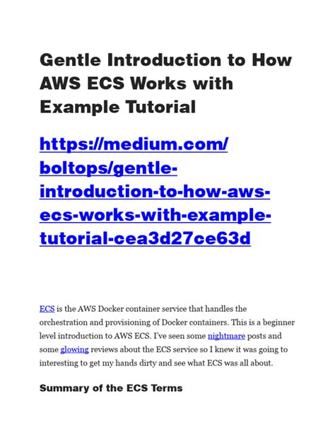 Amazon Ecs Lab1 Pdf Amazon Web Services Load Balancing Computing
