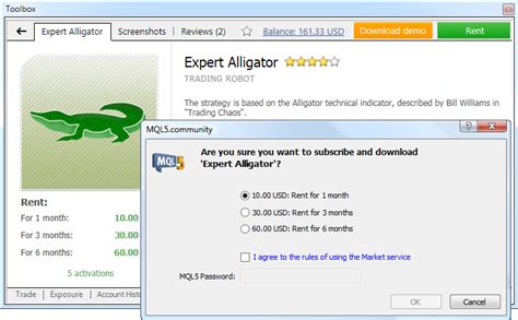 新版metatrader 4 平台 Build 825：市场产品租赁和指标测试 发布说明