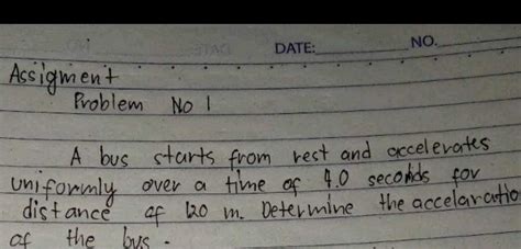 Date Qquad No Assigment Problem No 1 A Bus Studyx