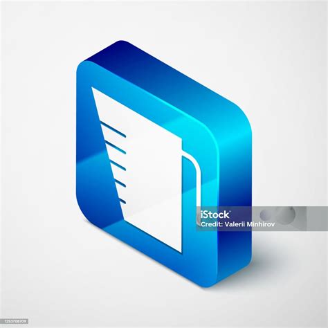 회색 배경에 고립 된 건조하고 액체 음식 아이콘을 측정하는 등도 측정 컵 손잡이가 달린 플라스틱 졸업 비커 파란색 정사각형 버튼 벡터 일러스트레이션 3차원 형태에 대한 스톡