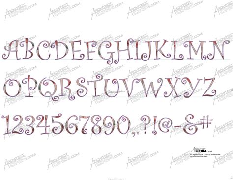 Cursive Font Curly Letters Alphabet Digital Download Printable Digital Art Purple Font