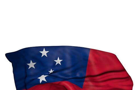 흰색에 고립 된 바닥에 평평하게 누워 큰 주름좋은 사모아 플래그 어떤 축하 플래그 3d 그림 0명에 대한 스톡 사진 및 기타 이미지 Istock