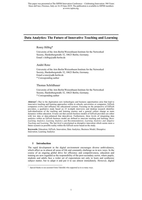 Pdf Data Analytics The Future Of Innovative Teaching And Learning