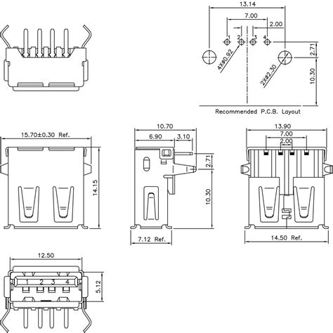 USB Type A Female Connector Protostack