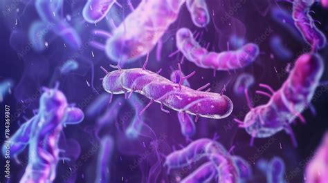 Showcase The Intricate And Delicate Nature Of Bifidobacterium Under A Microscope Stock