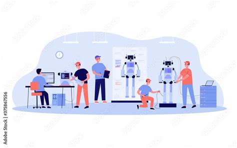 Scientists And Engineers Creating And Constructing Humanoid Robots