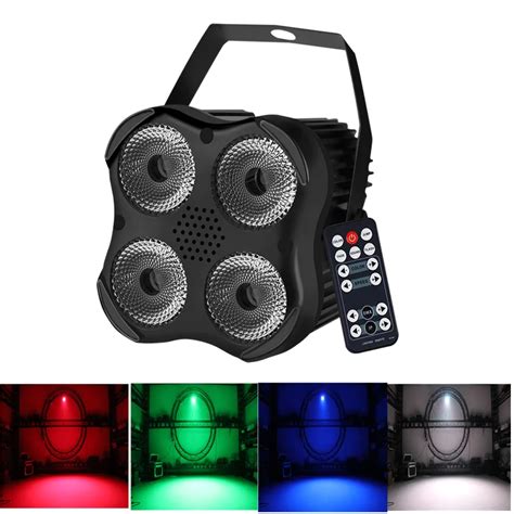 4 개의 눈 Led 플랫 파 컬러 조명 디스코 Dj 프로젝터 기계 파티 장식 보라색 리모컨 Dmx512 25w 4x8w Rgbw 4in1