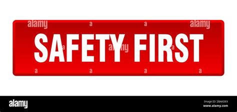 safety first button safety first square red push button stock vector