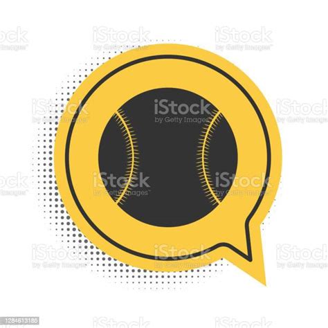 흰색 배경에 고립 된 검은 야구 공 아이콘 노란색 음성 버블 기호입니다 벡터 Championship에 대한 스톡 벡터 아트 및 기타 이미지 Championship 가죽