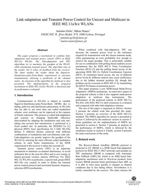 Pdf Link Adaptation And Transmit Power Control For Unicast And