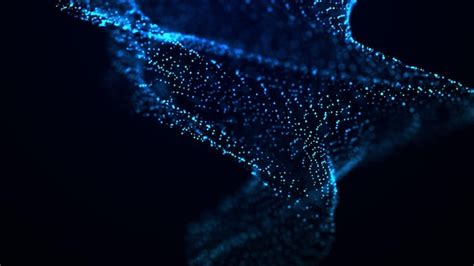 Premium Photo Abstract Wave With Moving Dots And Lines Flow Of Particles Cyber Technology