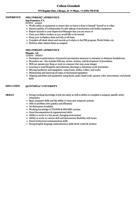 Millwright Apprentice Resume Samples Velvet Jobs