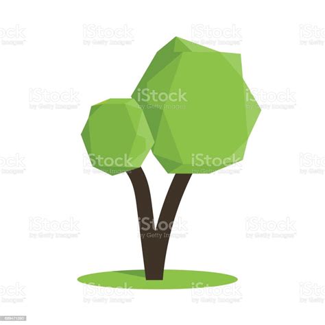 양식에 일치 시키는 낮은 폴 리 다각형 그린 트리 벡터 일러스트 레이 션 수풀에 대한 스톡 벡터 아트 및 기타 이미지 수풀 3차원 형태 가리기 Istock