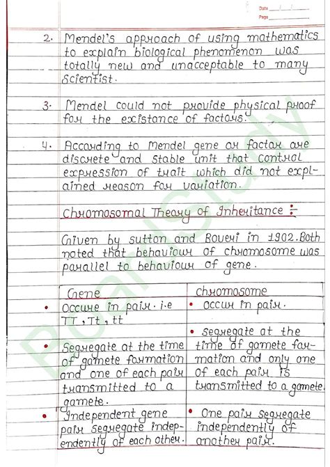 Ncert Class 12 Biology Principles Of Inheritance And Variation Notes Handwritten Notes And Pdf