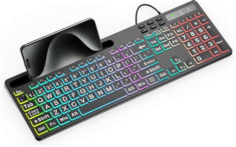 Large Print Backlit Keyboard Wk712 Wired Computer Keyboards With 7