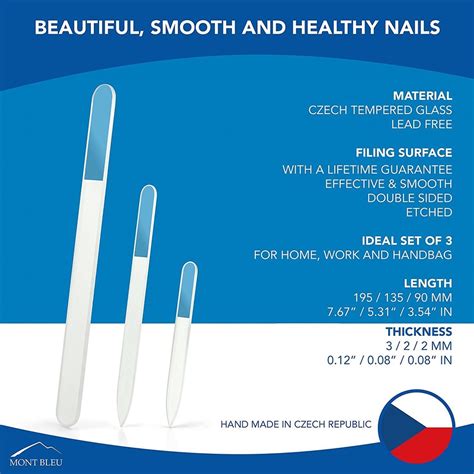 Mont Bleu T Set Of 5 1 Free Crystal Nail Files Quality Glass