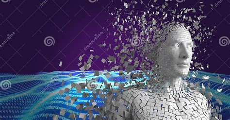 Composition Of Exploding Human Bust Formed With White Particles And