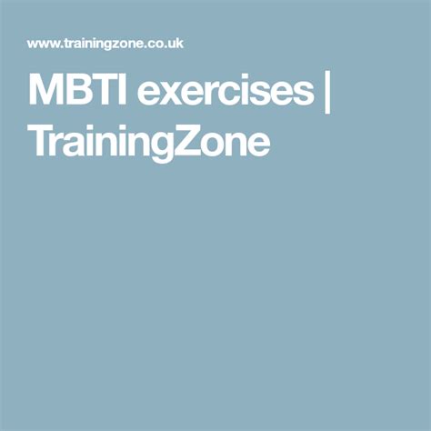 Mbti Exercises Trainingzone