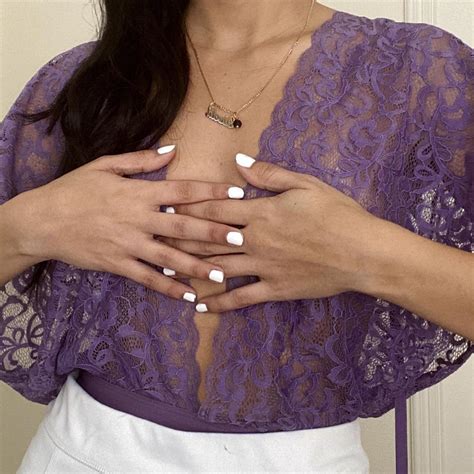 Adore Me Sheer Purple Lace Bodysuit Size S M Depop