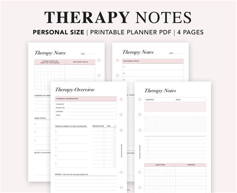 Personal Therapy Notes Planner Printable Therapy Journal Etsy