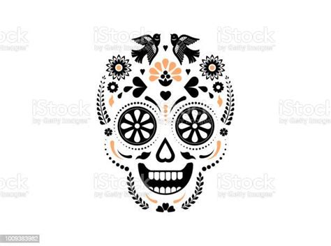 하루는 죽은 디 아 드 로스 안 돼 배경 배너 및 인사말 카드 개념의 설탕 두개골 화려한 벡터 일러스트 레이 션 공휴일에 대한
