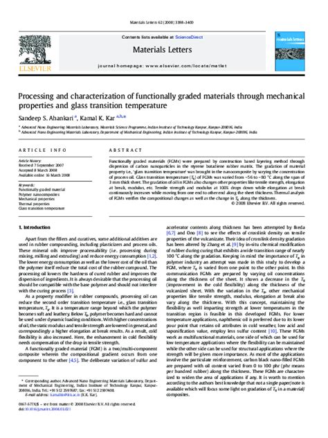 Pdf Processing And Characterization Of Functionally Graded Materials