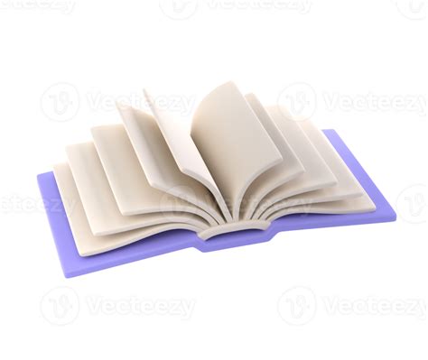 3d Icon Open Book School Diary With White Paper Blank Pages And Bookmark Cartoon Minimal Style