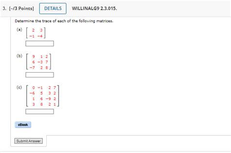 Solved Determine The Trace Of Each Of The Following Chegg