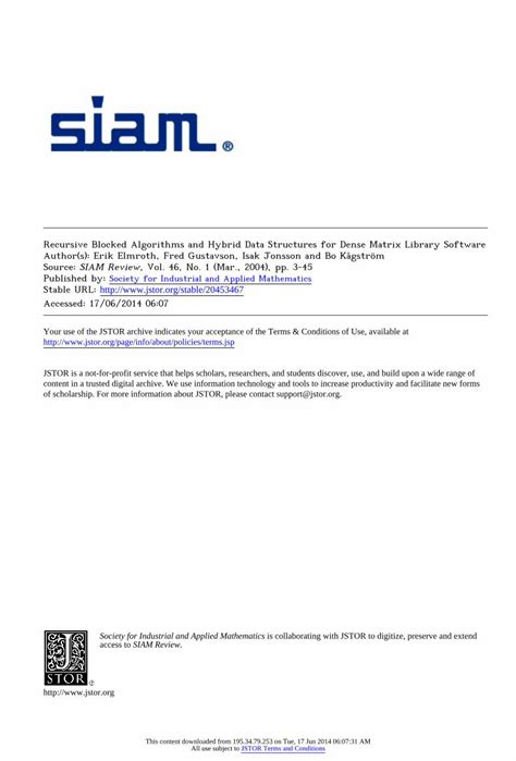 Pdf Recursive Blocked Algorithms And Hybrid Data Structures For Dense