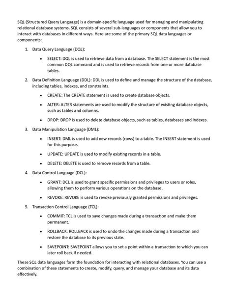 Sql 5 Major Languages And Its Components Temitayo Anifowose Posted