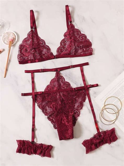 Scalloped Trim Floral Lace Garter Lingerie Set Artofit