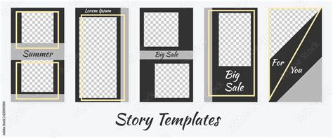 Vettoriale Stock A Set Of Minimalist Stories For Social Networks Frame For Your Photos Seth To