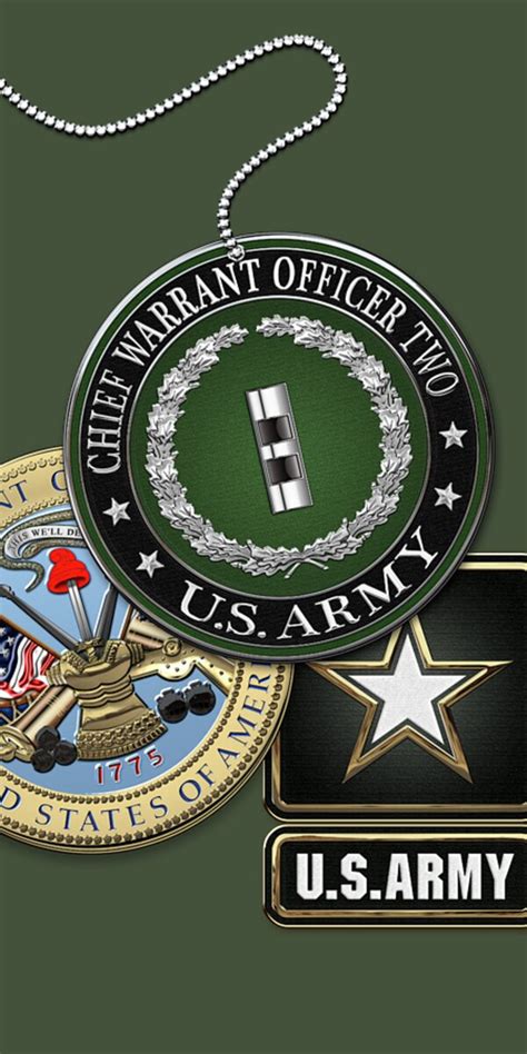 U S Army Chief Warrant Officer Two Cw2 Rank Insignia With Army Seal And Logo Over White