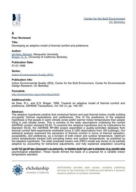 Pdf Ashrae Development An Model Thermalcomfort 1998 Dokumentips