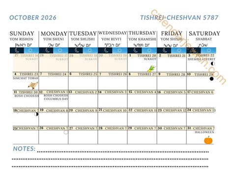 Jewish Calendar October 2026 Calendar And Festivals 2026