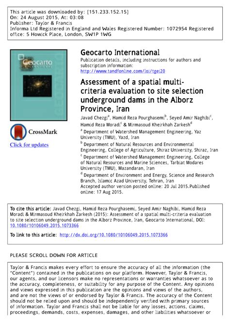 Pdf Assessment Of A Spatial Multi Criteria Evaluation To Site Selection Underground Dam In The
