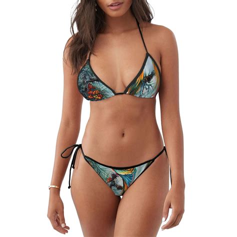 Lsque Exotic Birds Forest Pattern Women Two Piece Swimsuit Sexy