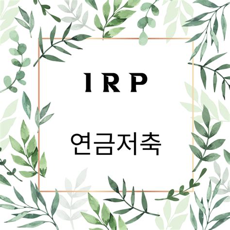 Isa Irp 연금 저축 다 똑같은 거 아녀 예끼 이놈