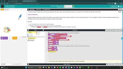 Cs Discoveries Unit 3 Interactive Animations And Games Lesson 9 Level 2 Youtube