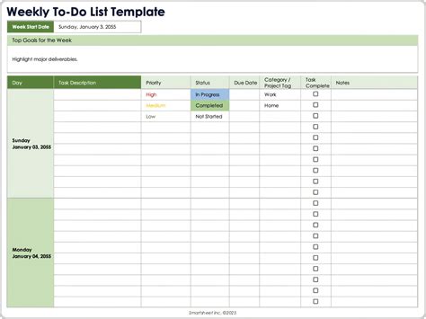Free To Do List Templates In Excel